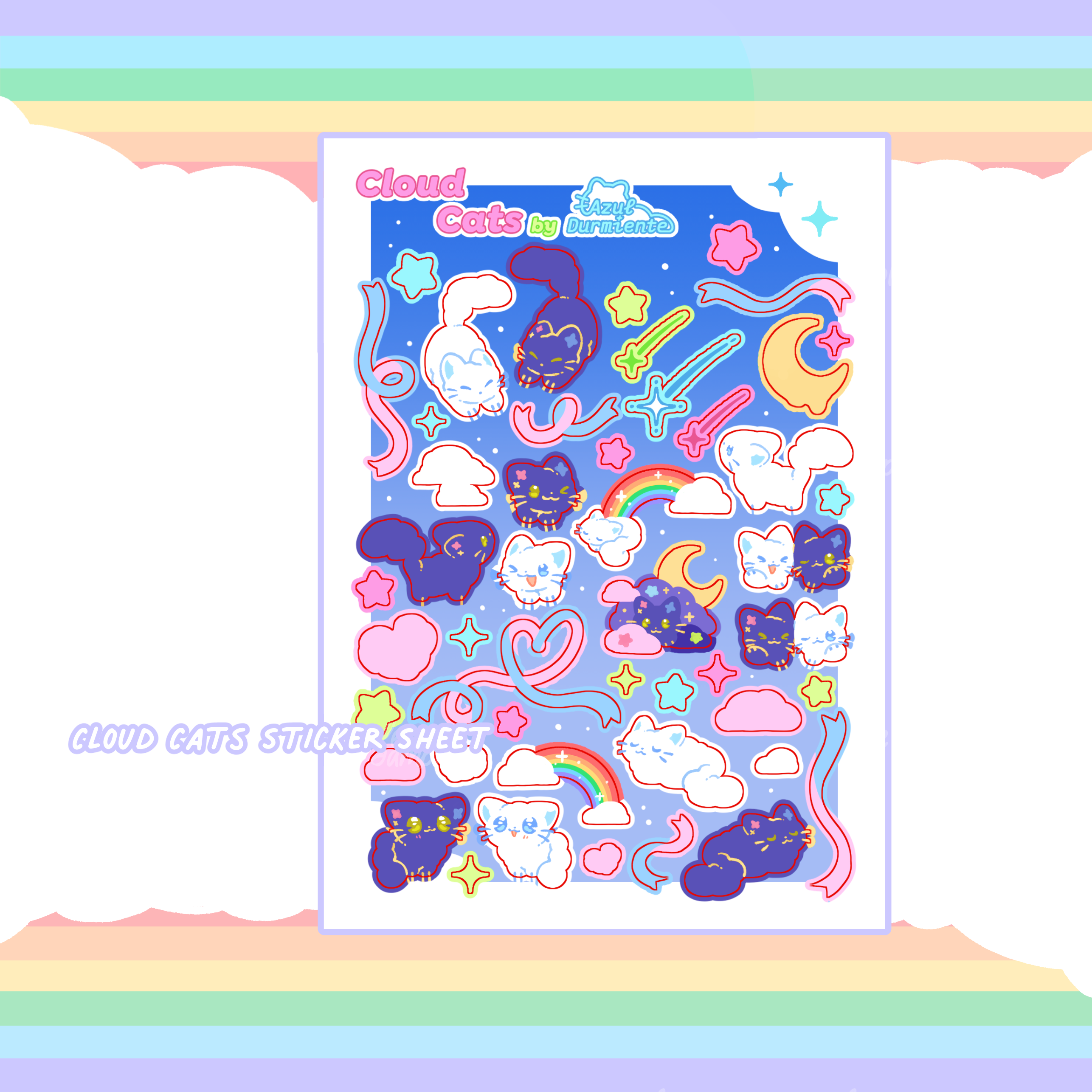 Cloud Cats Sticker Sheet ☆ – Azul Durmiente Store